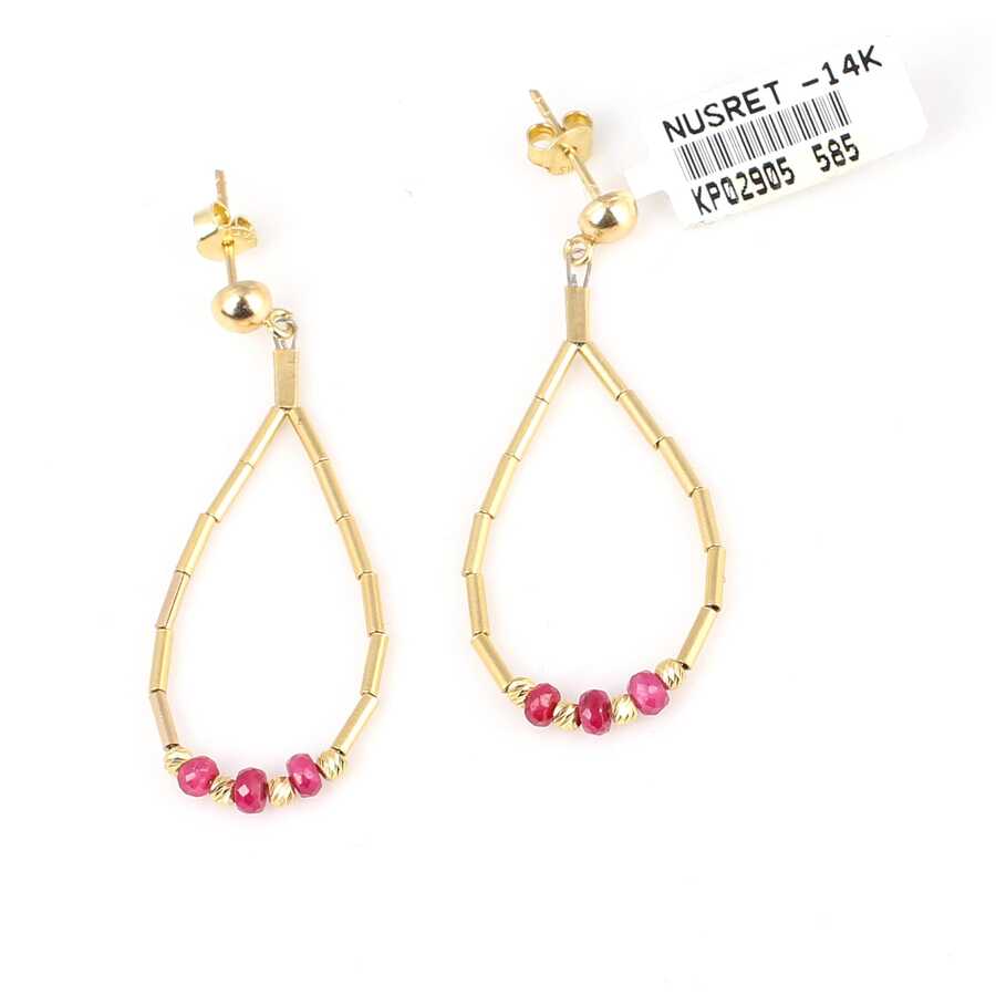 14 ayar Altın Has Yakut Taşlı Küpe | NUSRETTAKI