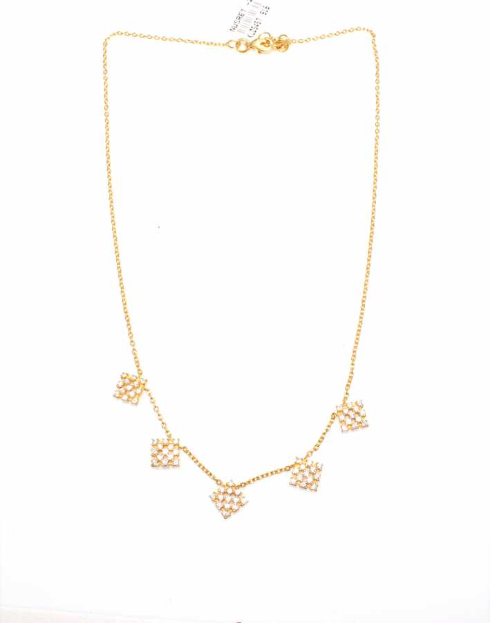 22K Gold Rhombus Shaped 5 Pieces Necklace | NUSRETTAKI